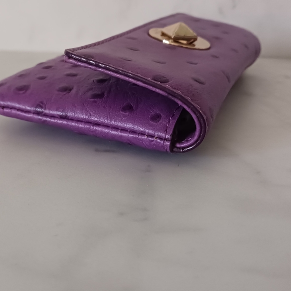 kate spade | Bags | Kate Spade Purple Ostrich Embossed Keychain Wallet ...